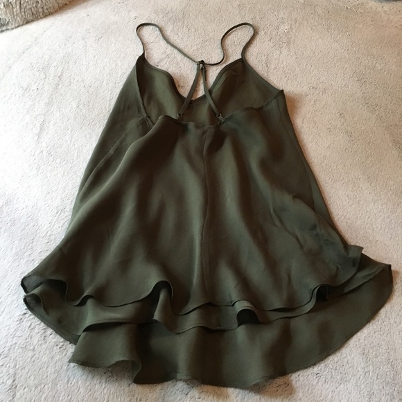Anthropologie | Tops | Olive Green Anthropologie Ruffle Silk Tank Top ...
